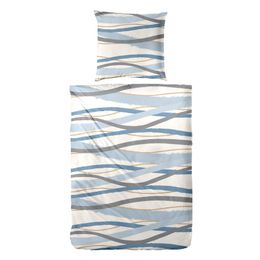 Primera Bettw&auml;sche &raquo;Biber-Bettw&auml;sche Whips&laquo; 2 Stk. mit modernen Linien Biber, Obermaterial: 100% Baumwolle B/L: 155cm x 220cm, 1 Stk., 1 Stk., Biber, B/L: 