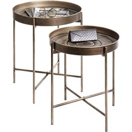 HAKU Beistelltisch &raquo;Sofatisch, Wohnzimmertisch&laquo; Set, 2er Set, 2 Stk. tlg. rund - aus Metall Kupfer - &Oslash;/H 42/49 und 48/56 cm gold B/H/T: 48cm x 56cm x 