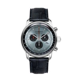 Zeppelin Herren Zeppelin Chronograph &raquo;LZ 14 Marine&laquo; Quarzuhr, Armbanduhr, Herrenuhr, Made in Germany, Lederarmband blau Einheitsgr&ouml;&szlig;e