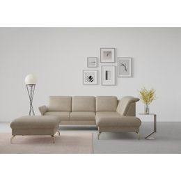 Sit & More sit&more Ecksofa &raquo;Fashion L-Form&laquo; wahlweise mit Kopfteilverstellung, Vorziehsitz, motorisch, Nickelf&uuml;&szlig;e beige B/H/T: 250cm x 84cm x 207cm, Luxus-