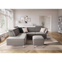 Sit & More sit&more Ecksofa &raquo;Vincenzo L-Form&laquo; inklusive Kopfteilverstellung, optional Schlaffunktion & Bettkasten grau B/H/T: 245cm x 84cm x 193cm, Luxus-
