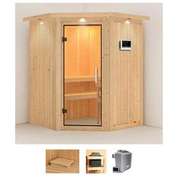 Karibu Sauna &raquo;Larin&laquo; Set, Ofen 9 KW externe Strg easy beige Saunaofen, externe Steuerung, 9 kW