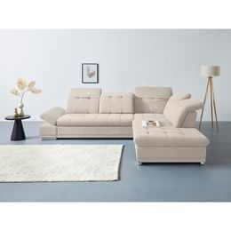 COTTA Ecksofa &raquo;Holiday L-Form mit Sitztiefen-, Armteil- und Kopfteilverstellung&laquo; wahlweise mit Schlaffunktion & Bettkasten beige 100% Polyester B/H/T: