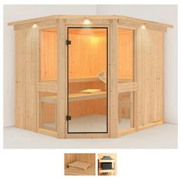 Karibu Sauna &raquo;Aline 3&laquo; Set, ohne Ofen beige ohne Ofen, (ohne Ofen)