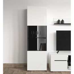 Home Affaire Vitrine &raquo;Trentino&laquo; H&ouml;he ca. 190 cm, Soft-Close-Funktion, Hochglanzfronten schwarz Glas, Holzwerkstoff, MDF wei&szlig;, B/H/T: 58cm x 190cm x 