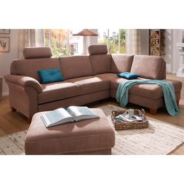 OTTO home Ecksofa &raquo;Borkum L-Form, B: 249 cm - OTTO. Verl&auml;ssliche Qualit&auml;t.&laquo; optional Schlaffunktion, Federkern braun Struktur (100% Polyester);Luxus-