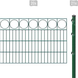 Arvotec Doppelstabmattenzaun &raquo;ESSENTIAL 80 zum Einbetonieren "Ring" mit Zierleiste&laquo; Zaunh&ouml;he 80 cm, Zaunl&auml;nge 2 - 60 m gr&uuml;n Kunststoff, Stahl H/L: 80cm x 40m,