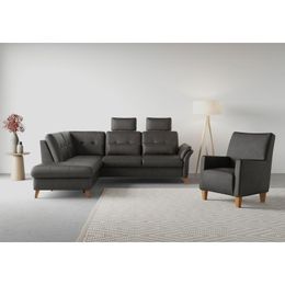 Sit & More sit&more Ecksofa &raquo;G&ouml;teborg&laquo; inkl. Sitztiefenverstellung, wahlweise mit Bettfunktion & Bettkasten grau B/H/T: 250cm x 90cm x 226cm, Luxus-Microfaser, 
