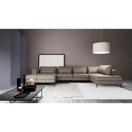 Trendmanufaktur Wohnlandschaft &raquo;Luzi, gem&uuml;tliches Sofa, extra viel Platz, viele Kissen&laquo; Designsofa mit tollem Sitzkomfort, Metallf&uuml;&szlig;e schwarz, Breite 