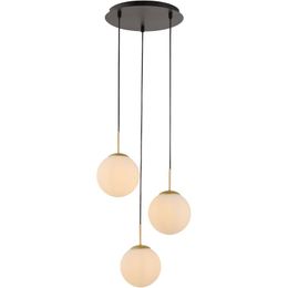 LeGer Home by Lena Gercke Pendelleuchte &raquo;Elorea - H&auml;ngelampe mit gro&szlig;en Glaskugeln&laquo; E14 1 Stk. opal matt wei&szlig;, schwarz gold, Pendell&auml;ge einstellbar, 