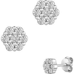 Firetti Damen Paar Ohrstecker &raquo;Schmuck Geschenk Silber 925 Ohrschmuck Ohrringe Blume&laquo; Made in Germany - mit Zirkonia (synth.) silber 6mm, Silber 925 (