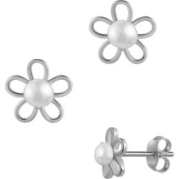 Firetti Damen Paar Ohrstecker &raquo;Schmuck Geschenk Silber 925 Ohrschmuck Ohrringe Blume&laquo; Made in Germany - mit S&uuml;&szlig;wasserzuchtperle bunt 3,5mm, Perlen 
