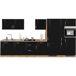 KOCHSTATION K&uuml;chenzeile &raquo;KS-Tinnum&laquo; ohne E-Ger&auml;te, Breite 390 cm schwarz B/H/T: 390cm x 60cm