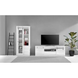 Home Affaire Wohnwand &raquo;Daytona, moderne Anbauwand, Wohnzimmer-Set in Wei&szlig; Hochglanz&laquo; Set, 2 Stk. tlg. wei&szlig; Holzwerkstoff B/H/T: 309cmcm x 200cmcm x 