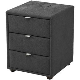 Jockenh&ouml;fer Nachtkonsole &raquo;Lissy mit 3 Schubladen&laquo; mit induktiver Ladeeinheit und zus&auml;tzlich USB-A und USB-C Ladeports grau B/H/T: 44cm x 53,5cm x 45cm, 3 Stk.