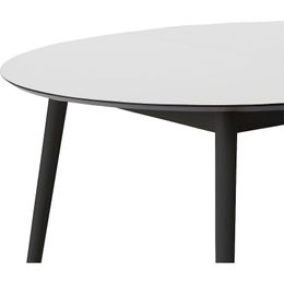 Esstisch &raquo;Meza Designtisch mit Auszugsfunktion und 2 Einlegeplatten&laquo; &Oslash;135(231) cm, runde Tischplatte aus MDF/Laminat, Massivholzgestell wei&szlig; 