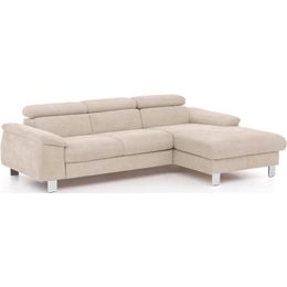 COTTA Ecksofa &raquo;Komaris L-Form, B: 244 cm&laquo; mit Kopfteilverstellung, optional Schlaffunktion, Bettkasten & Licht Microfaser PRIMABELLE (100% Polyester);