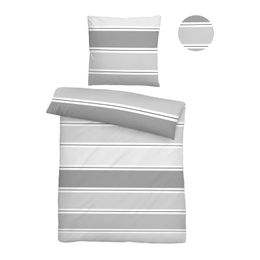 Biberna Bettw&auml;sche &raquo;0025009&laquo; 2 Stk. absolut b&uuml;gelfrei, 100% Baumwolle, mit Rei&szlig;verschluss, ganzj&auml;hrig grau Soft-Seersucker, Obermaterial: 100% Baumwolle B/L: 
