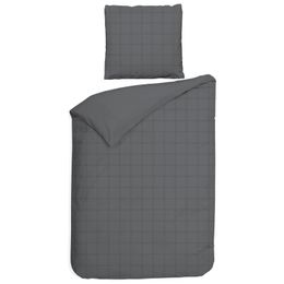 Wendebettw&auml;sche &raquo;Diamante&laquo; 2 Stk. kariert, hochwertiges Mako-Satin, Bettw&auml;sche ab 135x200 cm. grau Mako-Satin, Obermaterial: 100% Baumwolle B/L: 135cm