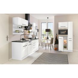 KOCHSTATION K&uuml;chenzeile &raquo;KS-Tulsa&laquo; ohne E-Ger&auml;te, Breite 320 cm, schwarze Metallgriffe, MDF Fronten wei&szlig; B/H/T: 320cm x 60cm