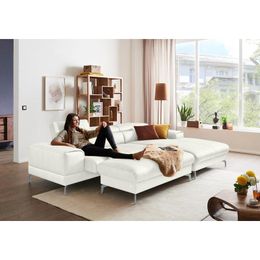 W.Schillig Polsterhocker &raquo;piedroo, Designsofa mit tollem Sitzkomfort, bequem, L-Form&laquo; F&uuml;&szlig;e in Silber matt wei&szlig; Longlife Xtra-Leder Z59: Glattleder mit