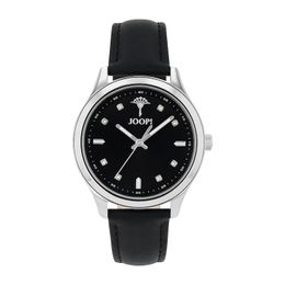 JOOP! Damen JOOP! Quarzuhr Armbanduhr, Damenuhr, Lederarmband, analog, Kristallsteine schwarz Einheitsgr&ouml;&szlig;e