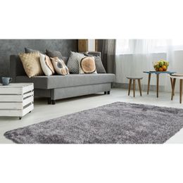 Kayoom Hochflor-Teppich &raquo;Diamond 700&laquo; rechteckig 45 mm H&ouml;he weiche Microfaser, Langflor, Shaggy, Melange, Wohnzimmer grau Kunstfaser B : 160cm 1 Stk., 45mm, 