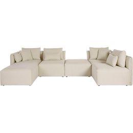 OTTO home Wohnlandschaft &raquo;N&ouml;re U-Form&laquo; 5 Teile, in vielen Bezugsqualit&auml;ten und Farben s. auch "N&ouml;re" beige Struktur fein (100% Polyester);Struktur (