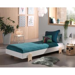 Vipack Kinderbett &raquo;Modulo&laquo; Made in Europe, Jugendbett, Einzelbett, Stapelbett mit F&uuml;&szlig;en in Pfeiloptik wei&szlig; Liegefl&auml;che L&auml;nge B: 200cm x 90cm, 1 Einzel-/