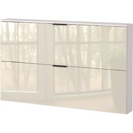 Germania Schuhschrank &raquo;Valega&laquo; Tiefe: 19cm, schmale Flure, Glasfront, mit Metallk&ouml;rben, T&uuml;rd&auml;mpfung braun Kaschmir, B/H/T: 140cm x 85cm x 19cm