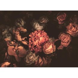 Livingwalls living walls Fototapete &raquo;Designwalls Romantic Flowers 2&laquo; glatt Vlies, Wand, Schr&auml;ge, Decke orange Vlies B/L: 3,5m x 2,55m