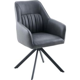Hela Armlehnstuhl &raquo;POLINA&laquo; () 1 Stk.4-Fu&szlig;, 360&deg; drehbar, Ovalrohrgestell, Armlehnen, Lederoptik Metall, Polyester, Stoff B/H/T: 63cm x 91,5cm x 68cm, 