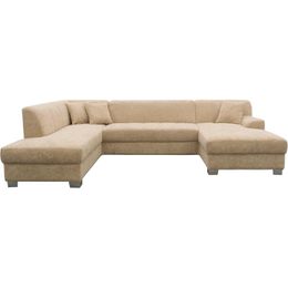 OTTO home Wohnlandschaft &raquo;Lolland 296 x 195 cm, modern, mit Steppungen, gem&uuml;tlich&laquo; mit Schlaffunktion, U-Form, aus Pet Friendly Bezug beige 100% 