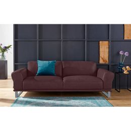 W.Schillig 2,5-Sitzer &raquo;montanaa bequem, Federkernunterfederung, elegant und edel&laquo; mit Metallkufen in Silber matt, Breite 232 cm braun B/H/T: 232cm x 