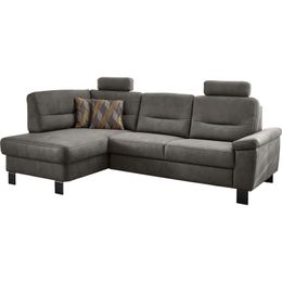Die PlanBar Ecksofa &raquo;PP-PF23172 L-Form, Breite 244 cm&laquo; Eckgarnitur mit besonders kleinem Stellma&szlig; ca. 160 x 244 cm grau 100% Polyester B/H/T: 244cm x 