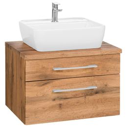 Welltime Waschbeckenunterschrank &raquo;Davos&laquo; Badm&ouml;bel, Waschtisch inkl. Waschbecken, Breite 60 cm braun eichefarben, B/H/T: 60cm x 55cm x 47cm