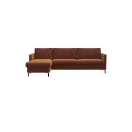 FLEXLUX Ecksofa &raquo;Fiore, L-Form&laquo; schmale Armlehnen, Kaltschaum, F&uuml;&szlig;e Alu+schwarz braun 100% Polyester B/H/T: 247cm x 85cm x 92cm, Velvet, Chaiselongue 