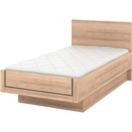 Musterring Holzbett &raquo;Sorrent, Bettgestell, Bettrahmen, teilmassiv Eiche&laquo; Eiche teilmassiv, Liegeh&ouml;henverstellung, in schwebender Optik braun L&auml;nge B: 200cm x 
