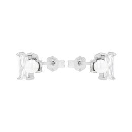 Amor Damen Paar Ohrstecker &raquo;Schmuck Geschenk, Perle&laquo; mit Zirkonia (synth.) - mit Glasperle silber 3mm, Silber 925 (Sterlingsilber)