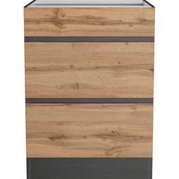 KOCHSTATION Unterschrank &raquo;KS-Riesa&laquo; Breite 60 cm, MDF-Fronten braun Holzwerkstoff grafitgrau, B/H/T: 60cm x 82cm x 60cm, Schubladen: 1 Stk.