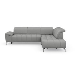 Sit & More sit&more Ecksofa &raquo;Cool L-Form&laquo; wahlweise mit Kopfteilverstellung und Vorziehsitz, motorisch grau B/H/T: 272cm x 79cm x 220cm, Luxus-Microfaser 