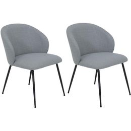 Hela 4-Fu&szlig;stuhl &raquo;GRAZ, Esszimmerstuhl&laquo; (Set) 2 Stk.XL-Sitzbreite,4-Fu&szlig;,Rundrohrgestell,140 Kg belastbar, Webstoff grau Metall, Polyester, Stoff B/H/T: