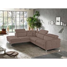 Egoitaliano Ecksofa &raquo;Matt, hoher Sitzkomfort und aufwendige Detailverarbeitung, L-Form&laquo; mit Ottomane, inkl. verstellbarer Kopfteile zum Relaxen braun Luxus-