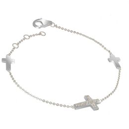 Firetti Damen Armband &raquo;Schmuck Geschenk Silber 925 Armschmuck Armkette Shorty Kreuze&laquo; mit Zirkonia (synth.) silber 18cm, Silber 925 (Sterlingsilber)
