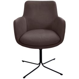 K+w Komfort & Wohnen K+W Komfort & Wohnen Esszimmerstuhl &raquo;Pego Drehstuhl&laquo; () filigranem 4-Fu&szlig;-Gestell in schwarz braun B/H/T: 59cm x 84cm x 65cm, Microfaser 925