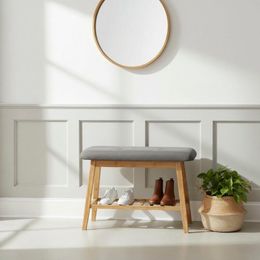 HAKU Schuhbank &raquo;Flurbank, Garderobenbank, Sitzbank&laquo; rechteckig - aus Textil Grau - B/T/H 60/30/44 cm beige Bezug 100% Polyester B/H/T: 60cm x 44cm x 