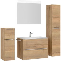Nobilia Badm&ouml;bel-Set &raquo;Levere&laquo; vormontiert, mit Soft-Close, 4 Stk. tlg. braun B/H/T: 160cmcm x 169cmcm x 48,7cmcm, Griffe chrom