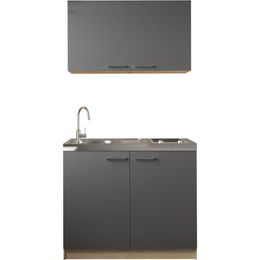 respekta Pantryk&uuml;che &raquo;Merle&laquo; Breite 100 cm, Soft-Close, Sp&uuml;lenabdeckung mit Glaskeramikkochfeld grau B/H/T: 100cm x 200cm x 60cm