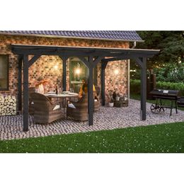 Skan Holz Terrassendach &raquo;Siena&laquo; grau Fichtenholz B/H/T: 434cm x 232cm x 300cm, farbig lasiert