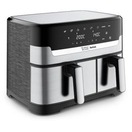Tefal Hei&szlig;luftfritteuse &raquo;Jamie Oliver by EY90JDE Dual Easy Fry & Grill&laquo; 2700 W Heissluftfritteuse Doppelkammer, 8 automatische Programme, EY90JDE schwarz 